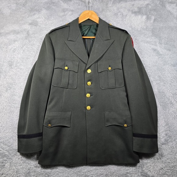 Jackets & Coats | Vintage Us Army Green Dress Uniform Jacket Coat Gold ...
